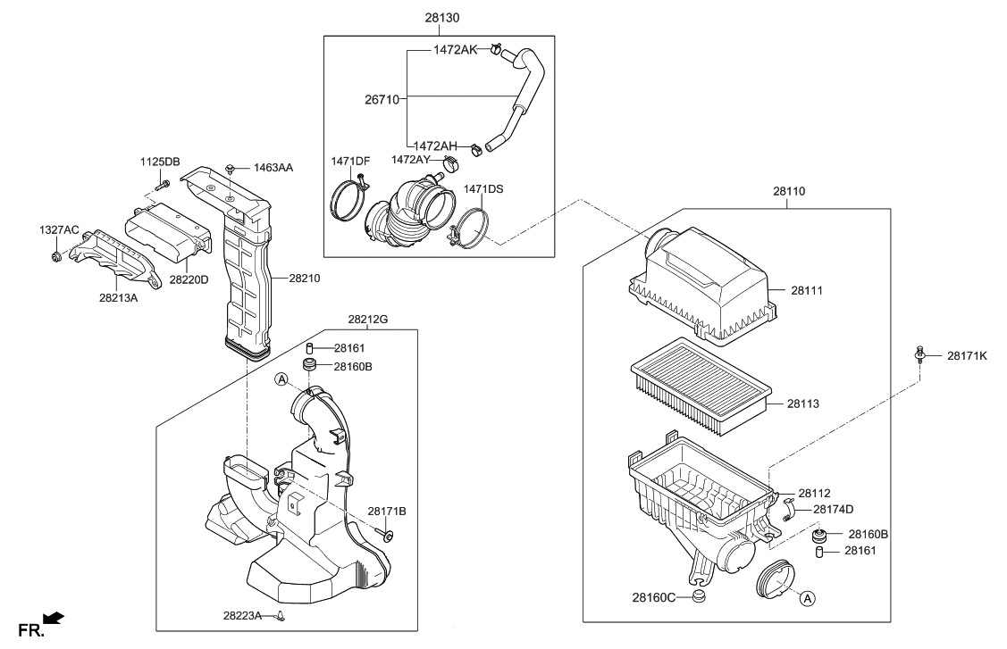 28140-H9250 - Genuine Hyundai HOSE ASSEMBLY-AIR INTAKE