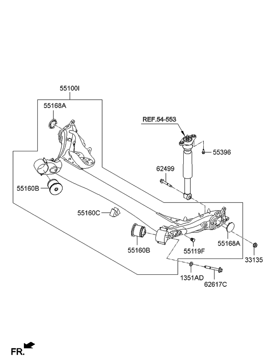55160-A4000 - Genuine Hyundai BUSH-TRAIL ARM