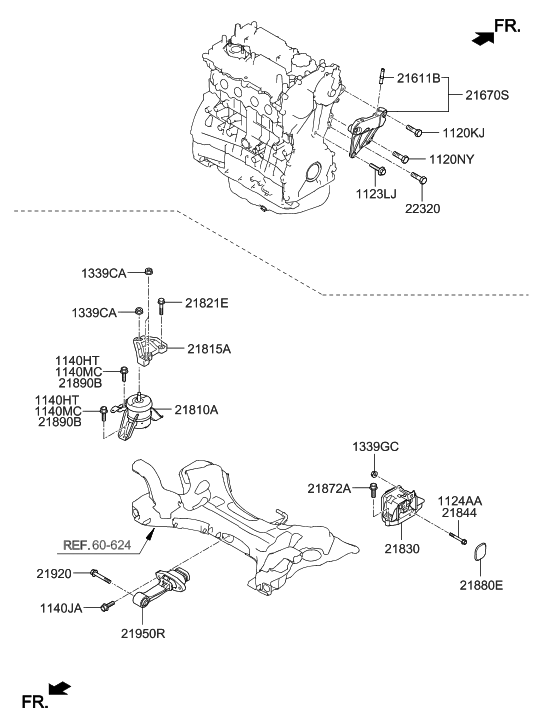 21950-D4400 - Genuine Hyundai BRACKET ASSEMBLY-ROLL ROD