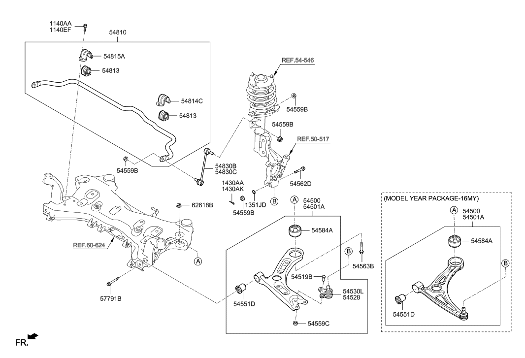 54584-C1000 - Genuine Hyundai BUSH-FRONT LOWER ARM(G)