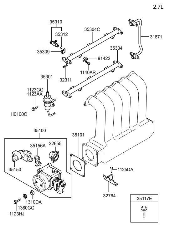 35100-23701 - Genuine Hyundai BODY ASSEMBLY-THROTTLE