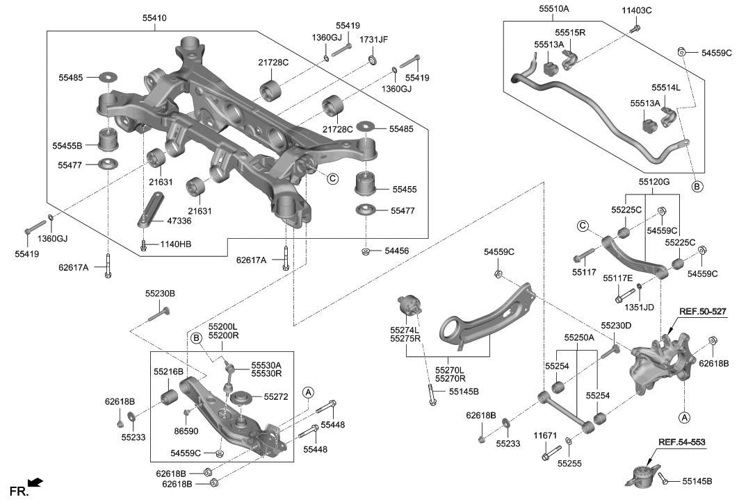 55417-S1000 - Genuine Hyundai BUSHING-CROSSMEMBER