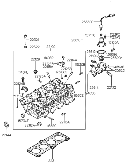 22100-33020 - Genuine Hyundai HEAD ASSEMBLY-CYLINDER