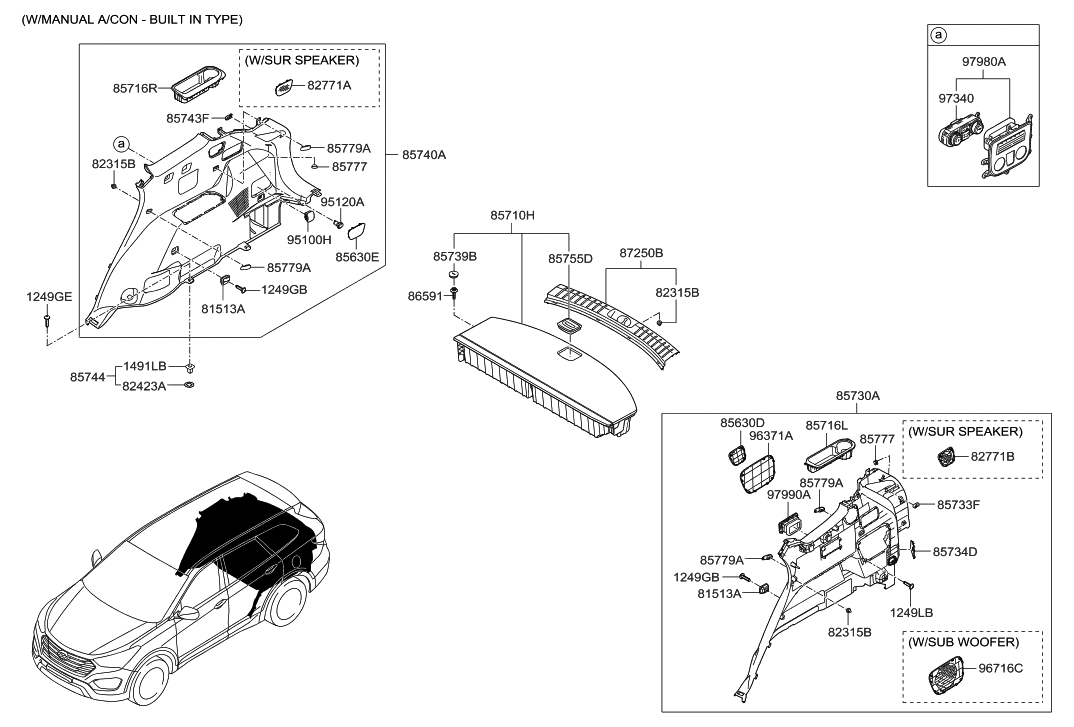85730-B8000-NBC - Genuine Hyundai TRIM ASSEMBLY-LUGGAGE SIDE LH
