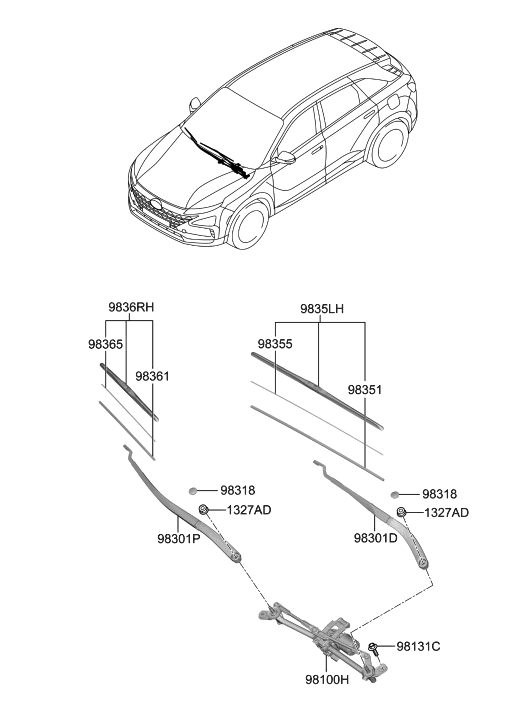 98350-S1000 - Genuine Hyundai BLADE ASSY-WIPER,DRIVER