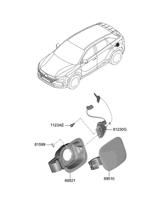 81560-M5000 - Genuine Hyundai OPENER ASSY-FUEL FILLER DR