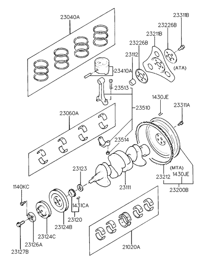 23127-21300 - Genuine Hyundai BOLT-CRANKSHAFT