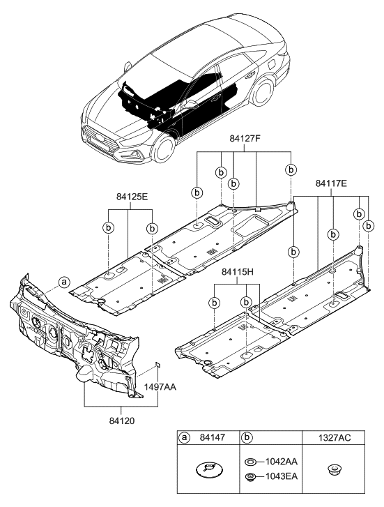84147-C1600 - Genuine Hyundai UNDER COVER ASSY-FLOOR RR,RH