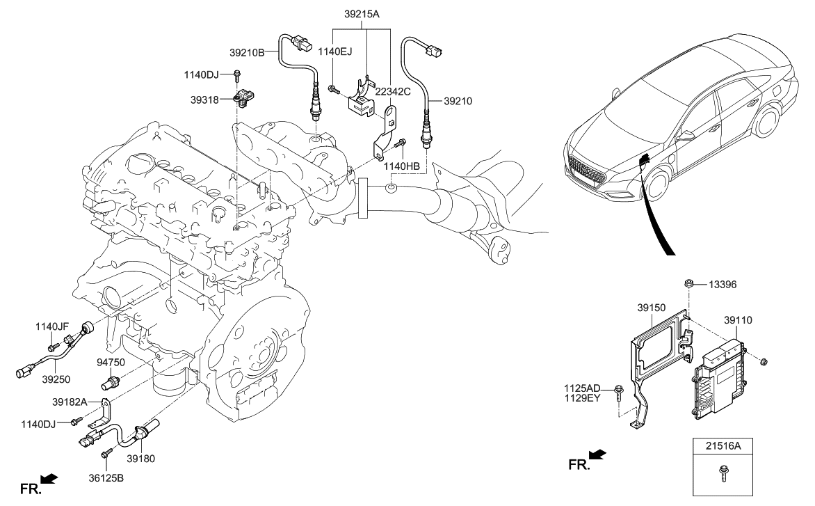 39210-2E101 - Genuine Hyundai SENSOR ASSEMBLY-OXYGEN