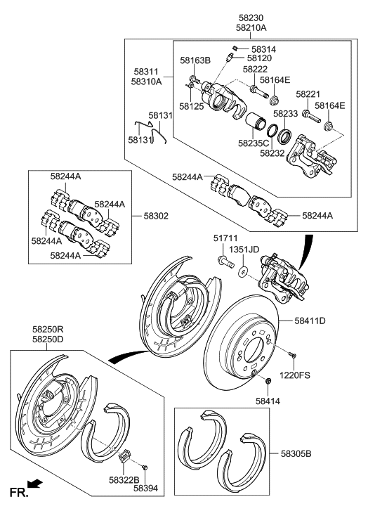 58311-E6A10 - Genuine Hyundai CALIPER KIT-REAR BRAKE,RH