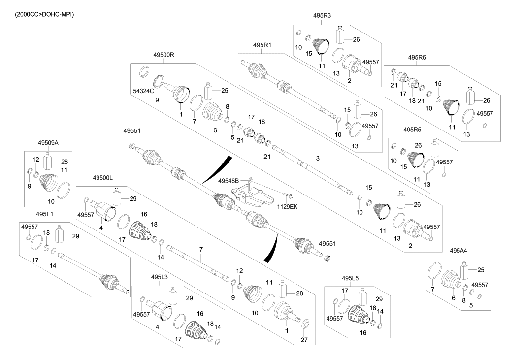 49536-F2300 - Genuine Hyundai BOOT KIT-FRONT AXLE WHEEL SIDE