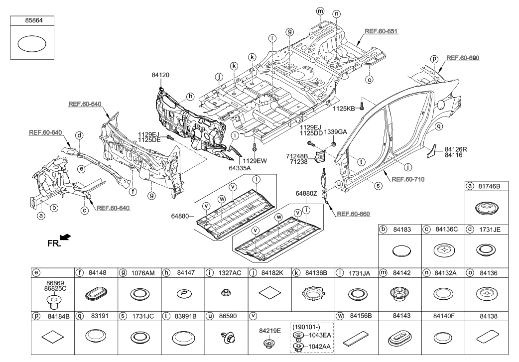84145-F3001 - Genuine Hyundai UNDER COVER ASSEMBLY,RH