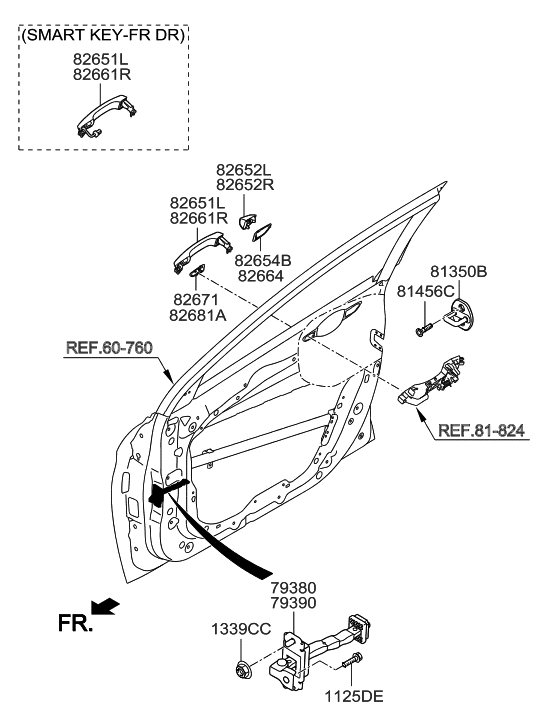 82651-F2200 - Genuine Hyundai HANDLE ASSEMBLY-DOOR OUTSIDE,LH