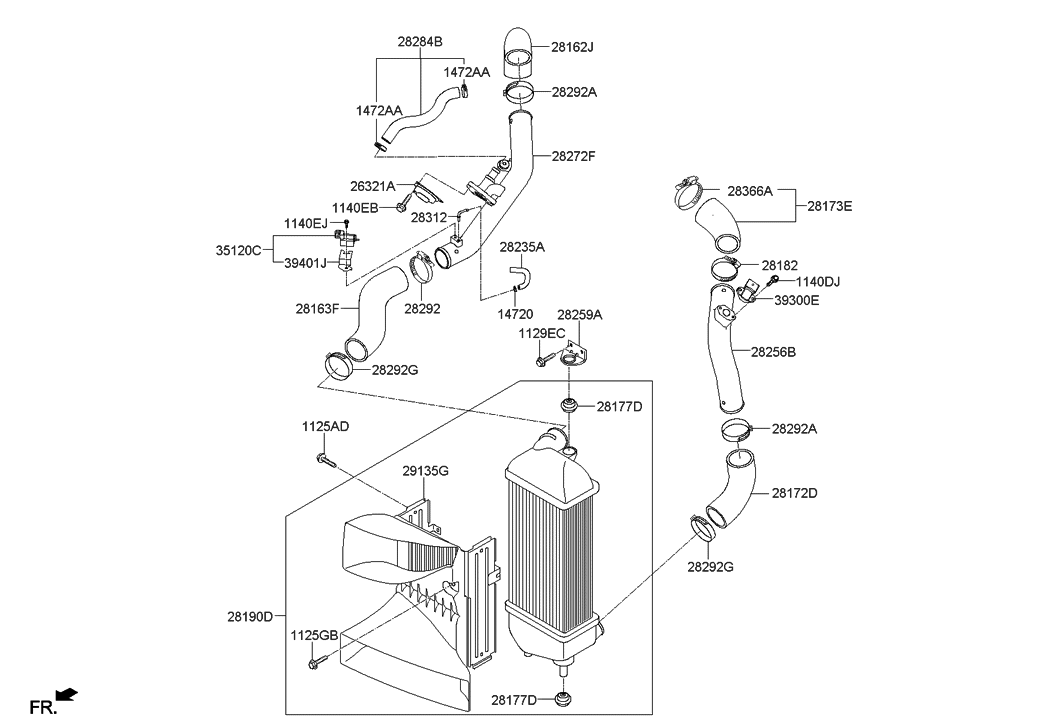 28270-2G300 - Genuine Hyundai COMPLETE-INTERMEDIATED COOLER