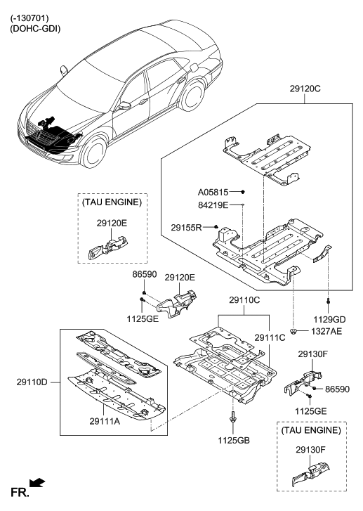 29120-3M100 - Genuine Hyundai PANEL-UNDER COVER REAR