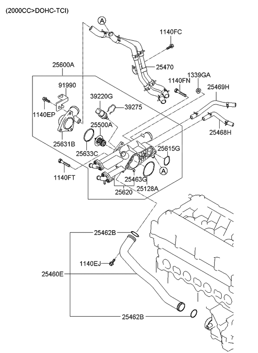 25620-2G500 - Genuine Hyundai CASE-THERMOSTAT