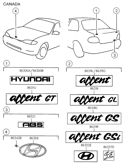 86315-22000-KR - Genuine Hyundai EMBLEM-ACCENT
