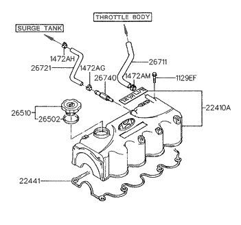 26711-22020 - Genuine Hyundai HOSE-BREATHER