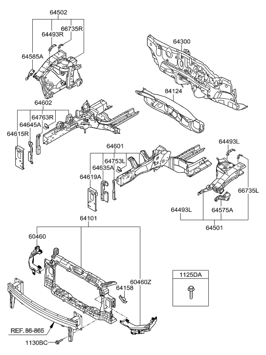 64101-3X002 - Genuine Hyundai CARRIER ASSEMBLY-FRONT END MODULE