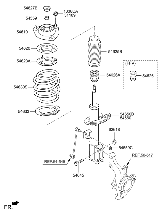 54620-3X000 - Genuine Hyundai SEAT ASSEMBLY-SPRING,UPPER