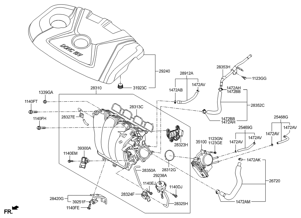 28313-2E000 - Genuine Hyundai GASKET-PORT