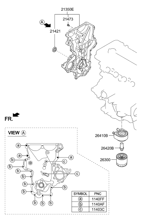21350-2B702 - Genuine Hyundai COVER ASSEMBLY-TIMING CHAIN