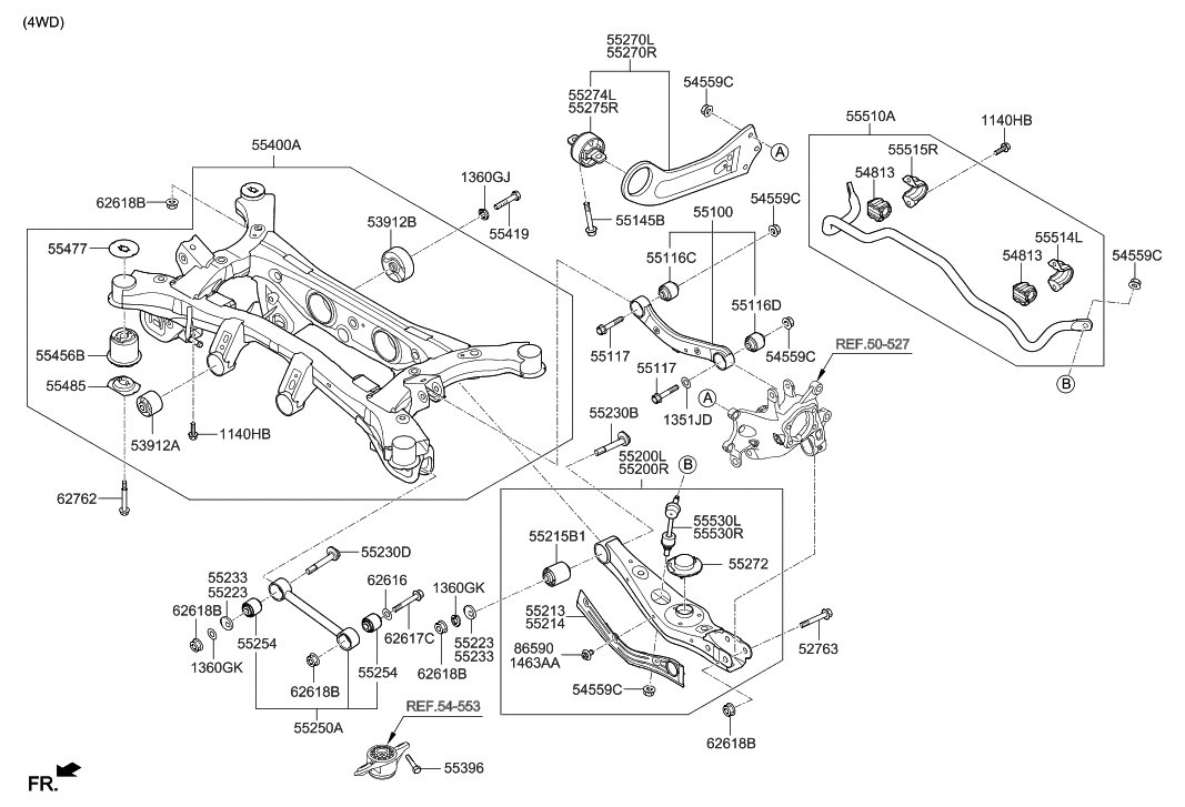 55253-D3100 - Genuine Hyundai BUSH-RR ASSIST ARM