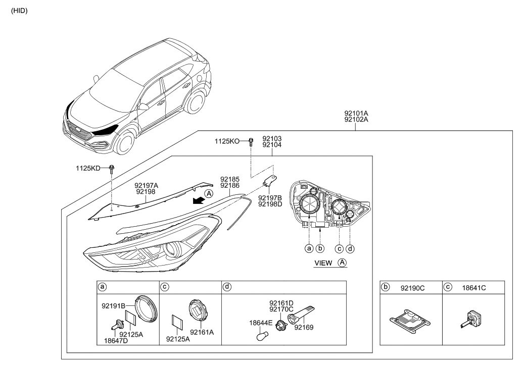 92102-D3050 - Genuine Hyundai LAMP ASSEMBLY-HEAD,RH