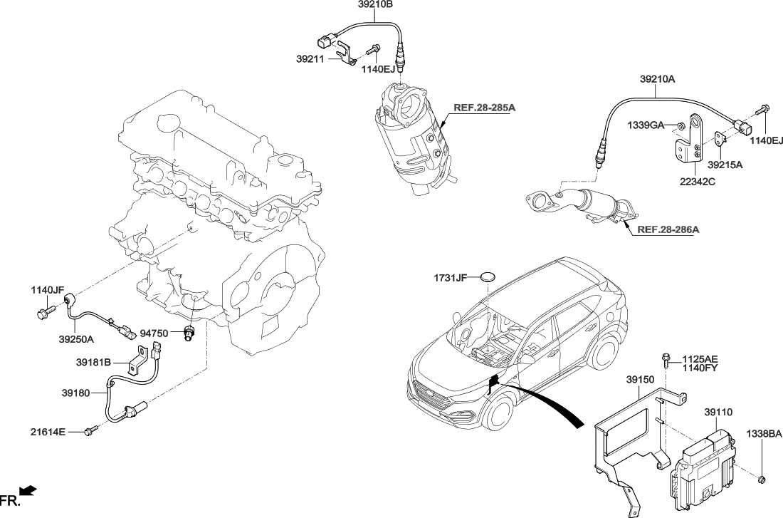 39210-2B370 - Genuine Hyundai SENSOR ASSEMBLY-OXYGEN