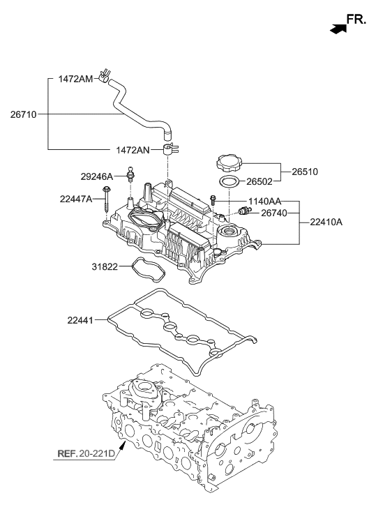 22442-2E210 - Genuine Hyundai GASKET-FUEL PUMP