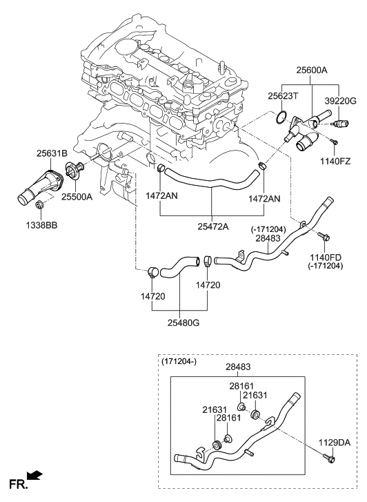 25472-2E000 - Genuine Hyundai HOSE-COOLANT BY PASSENGER
