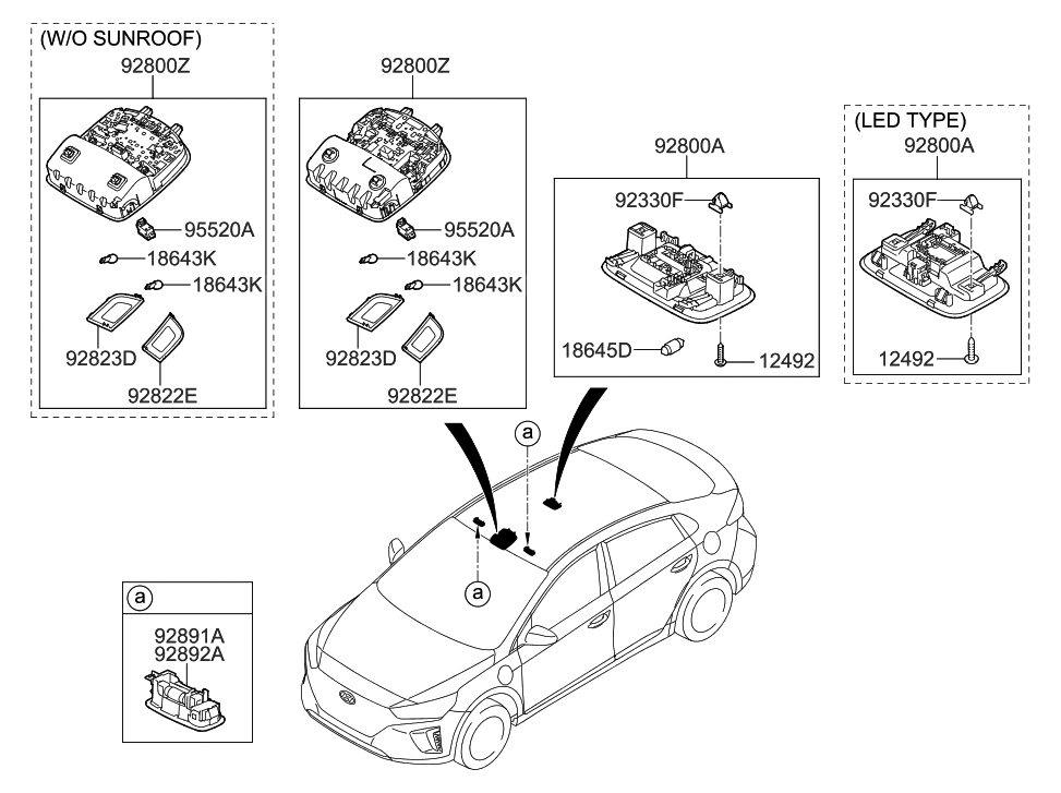 92800-F2060-TTX - Genuine Hyundai LAMP ASSEMBLY-OVERHEAD CONSOLE