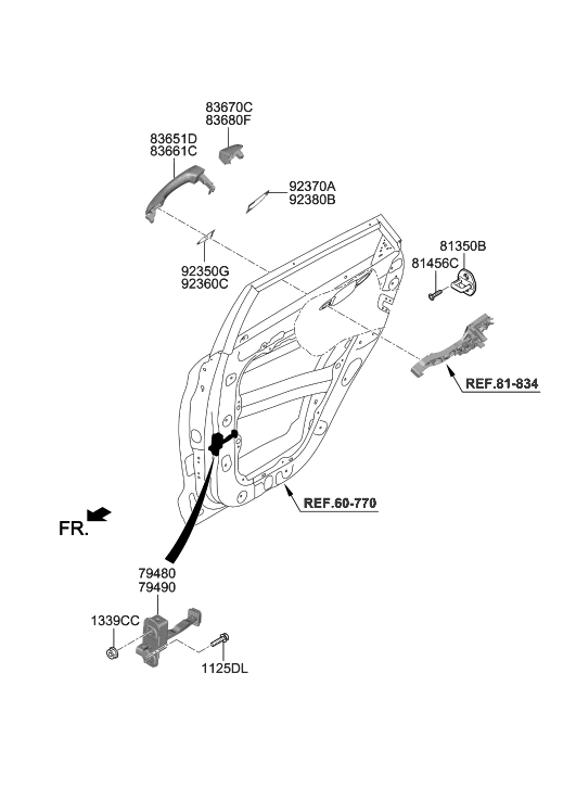 79480-D3000 - Genuine Hyundai CHECKER ASSEMBLY-REAR DOOR,LH