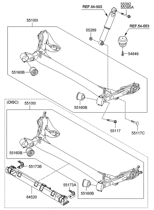 55100-1R000 - Genuine Hyundai TORSION AXLE COMPLETE