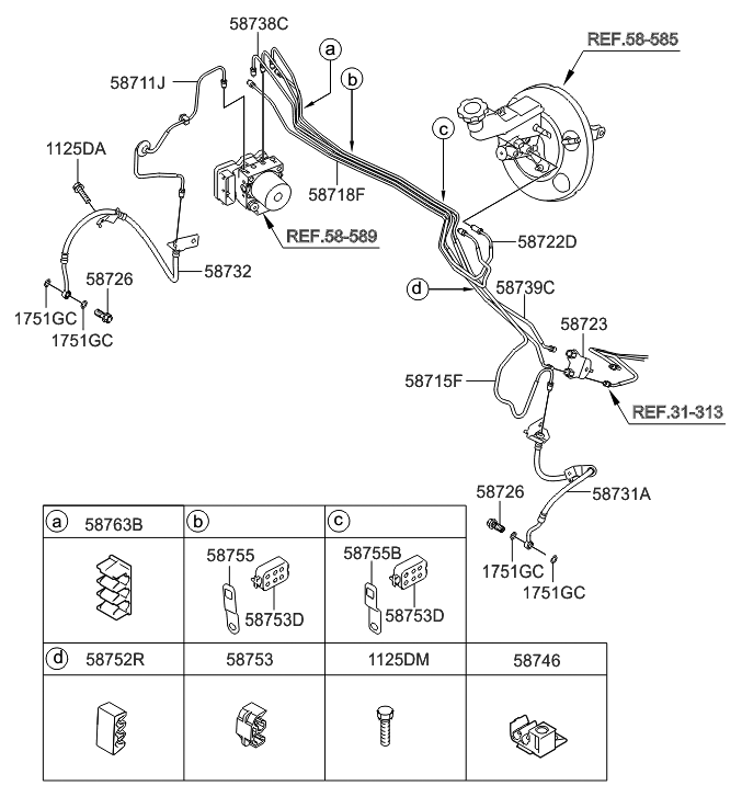 58731-1R000 - Genuine Hyundai HOSE-BRAKE FRONT,LH