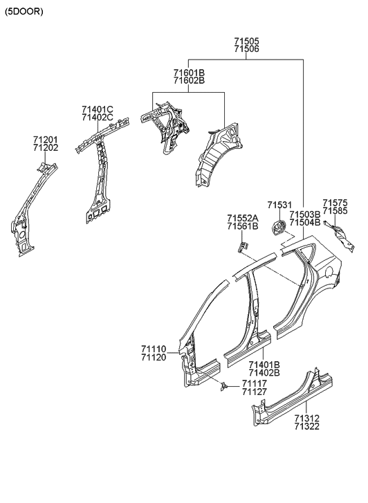 71503-1RC25 - Genuine Hyundai PANEL ASSEMBLY-QUARTER OUTER,LH