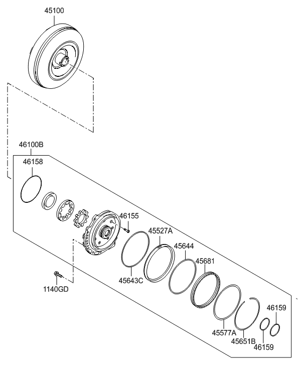 45100-26020 - Genuine Hyundai CONVERTER ASSEMBLY-TORQUE