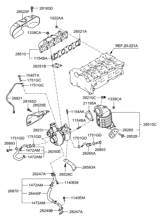 28240-2C400 - Genuine Hyundai PIPE ASSEMBLY-OIL FEED