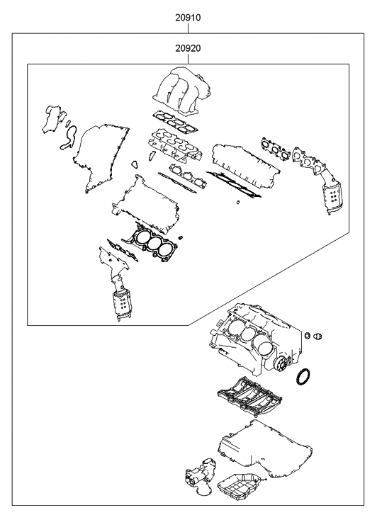 20910-2CD00 - Genuine Hyundai GASKET KIT-ENGINE OVERHAUL