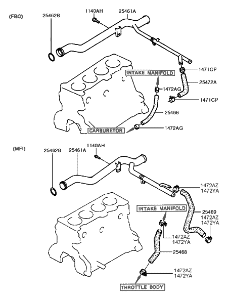 25461-24510 - Genuine Hyundai PIPE ASSEMBLY-COOLANT