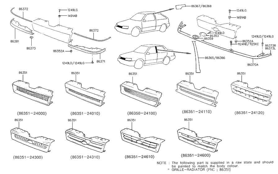 86370-24300 - Genuine Hyundai FILLER ASSEMBLY-TRANSVERSE,FRONT