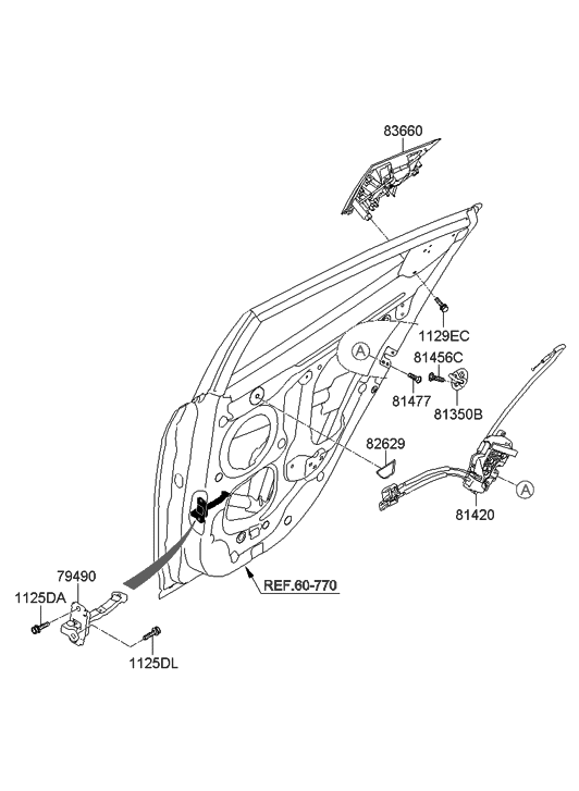 81420-2V000 - Genuine Hyundai LATCH ASSEMBLY-REAR DOOR,RH