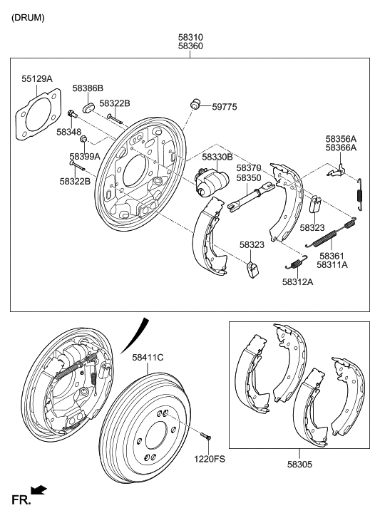 58411-3X000 - Genuine Hyundai DRUM-REAR BRAKE