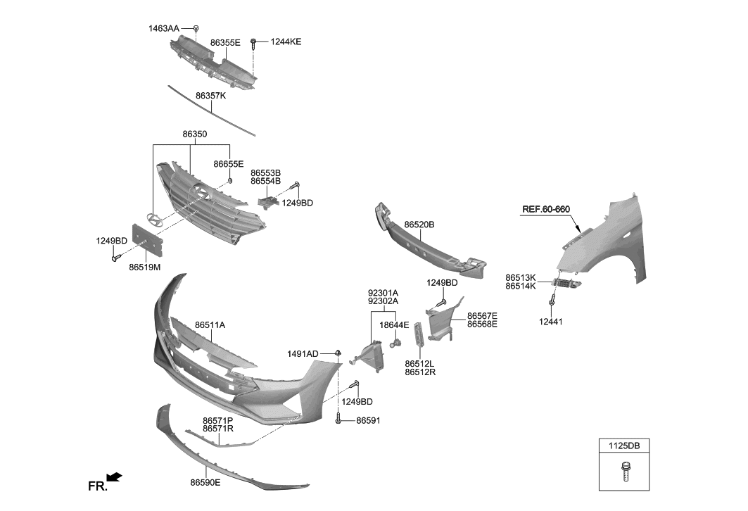 86356-F3500 - Genuine Hyundai GARNISH ASSY-RAD GRILLE,UPR