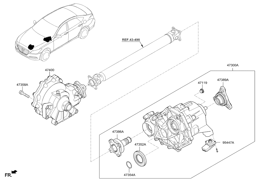 47386-4E000 - Genuine Hyundai FLANGE ASSEMBLY-FRONT