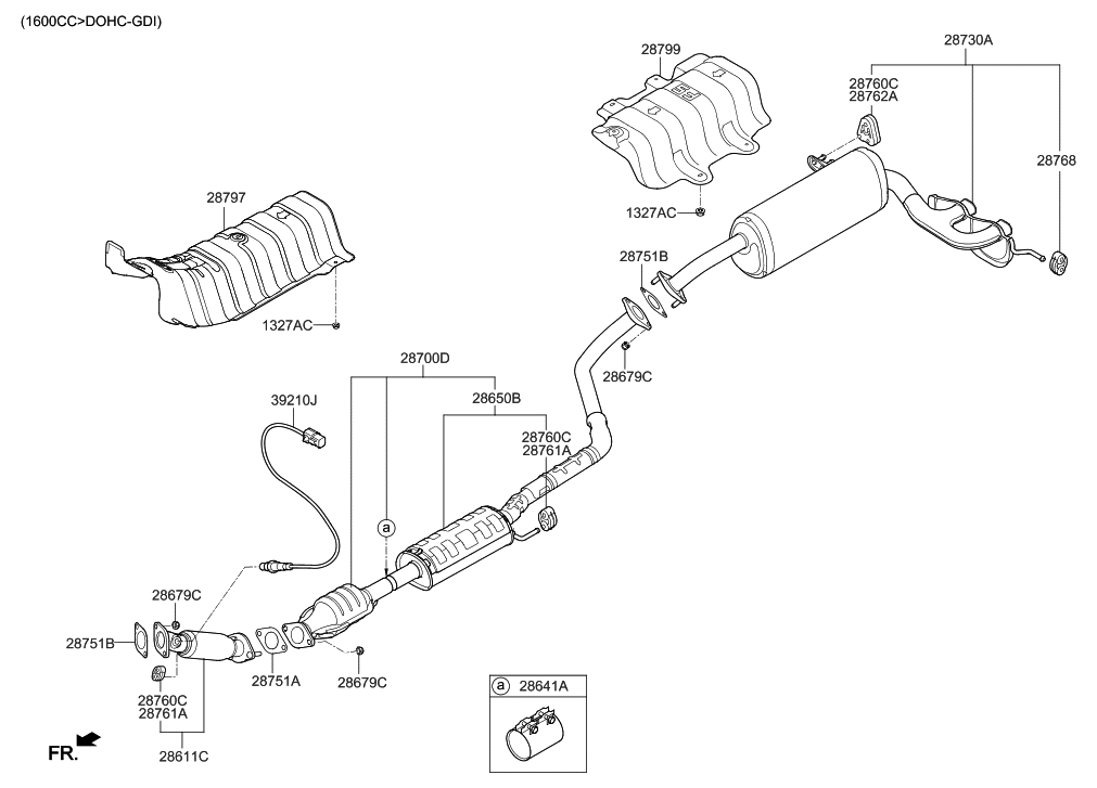 28610-A2500 - Genuine Hyundai MUFFLER ASSEMBLY-FRONT