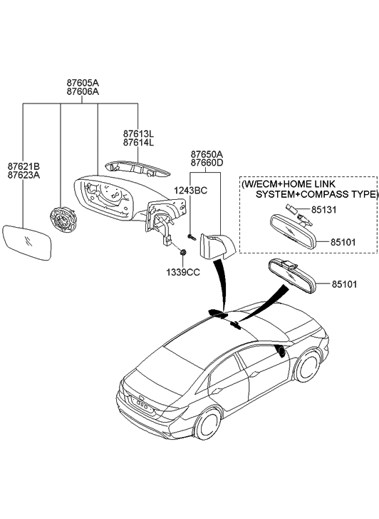 87623-3S000 - Genuine Hyundai LAMP ASSEMBLY-OUTSIDE MIRROR,RH
