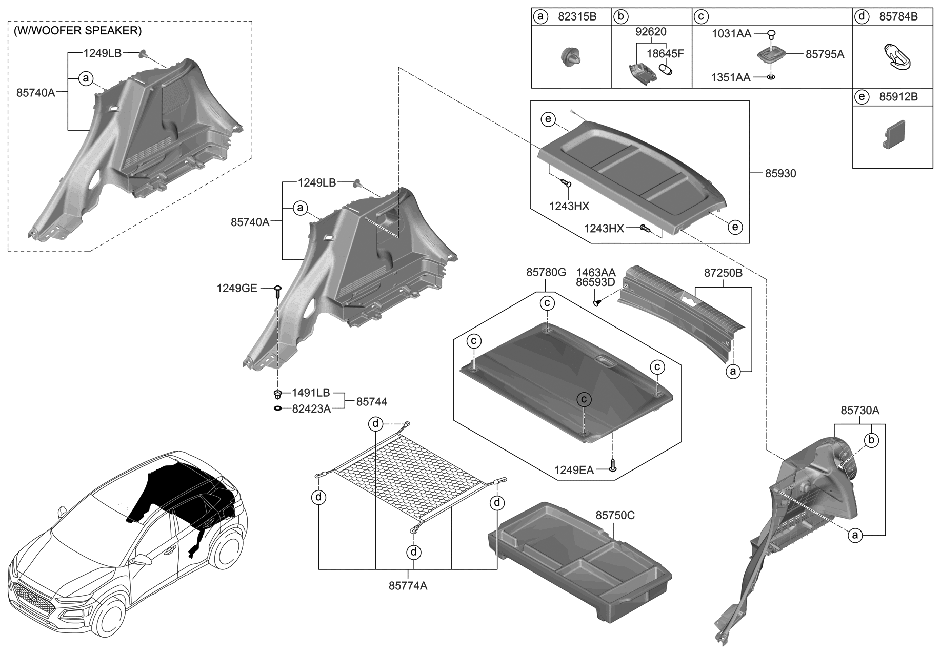 85730-J9100-TRY - Genuine Hyundai TRIM ASSEMBLY-LUGGAGE SIDE LH