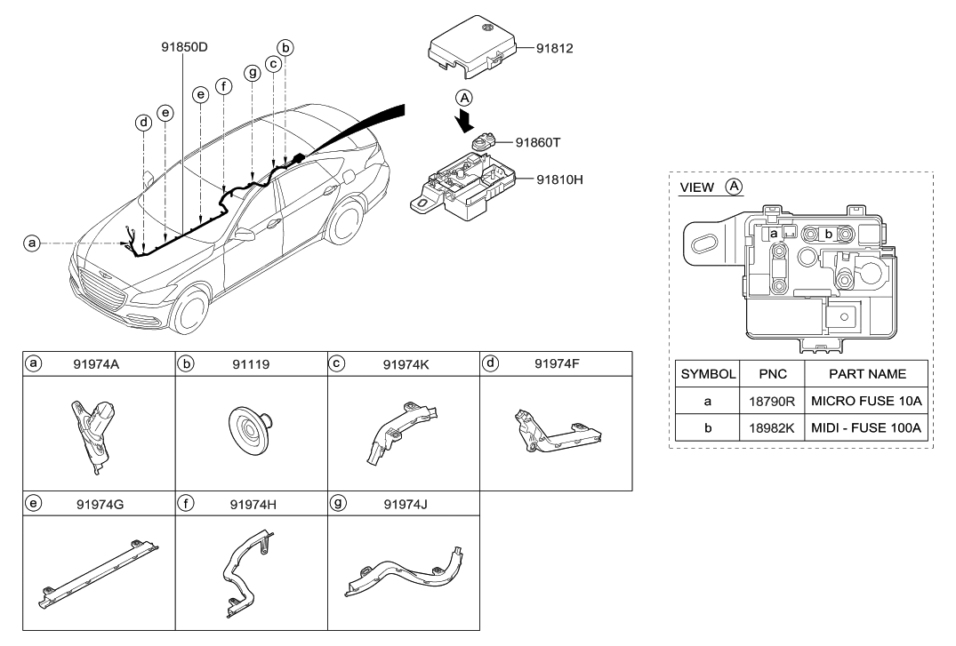 91850-B1010 - Genuine Hyundai WIRING ASSEMBLY-BATTERY