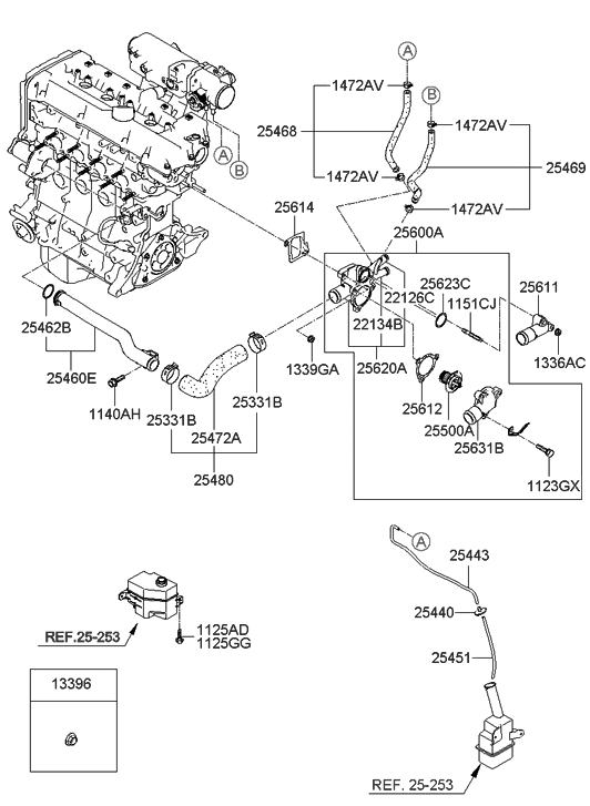 25620-26845 - Genuine Hyundai HOUSING ASSEMBLY-THERMOSTAT